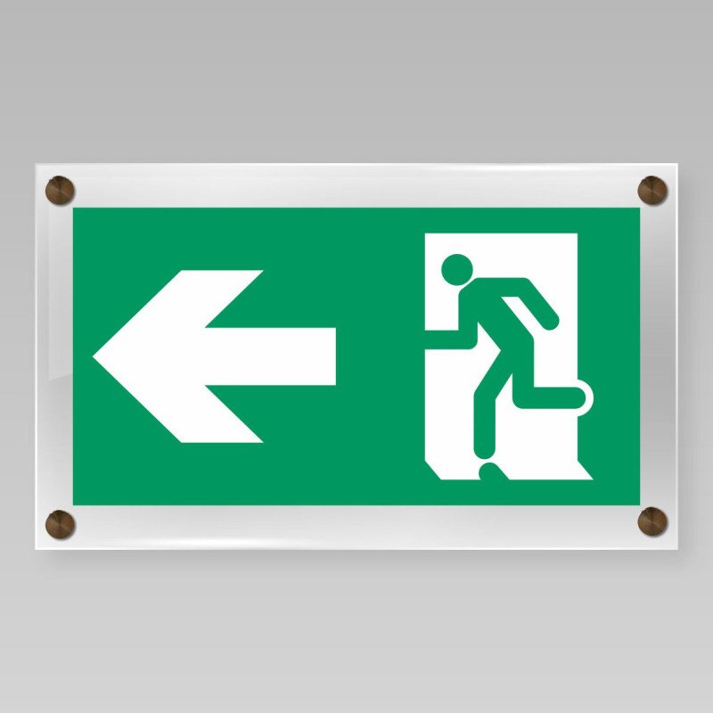 Panneau de signalisation évacuation rectangle en plexiglas 5 mm
